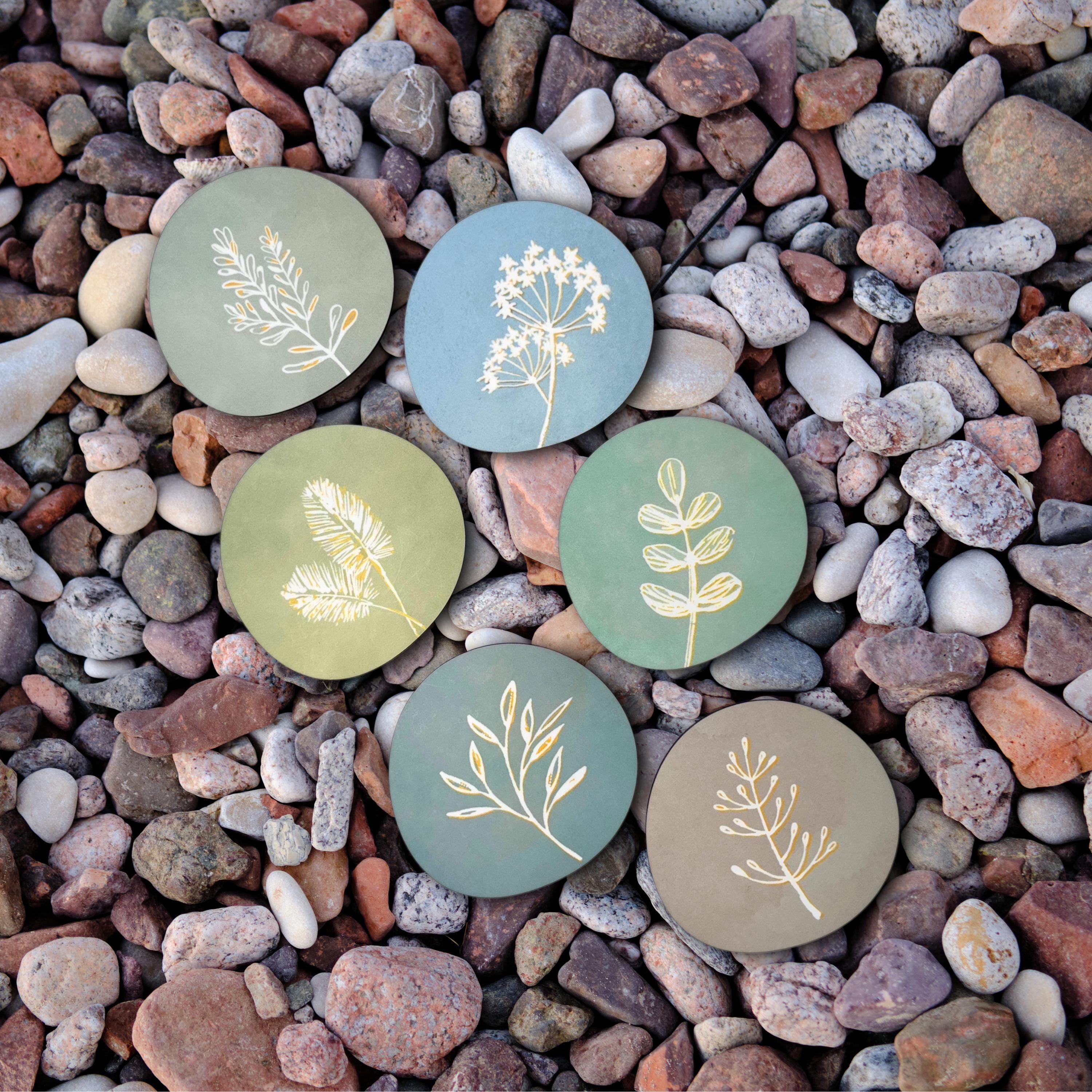 Pebble Shape Wooden Coasters, Nature Inspired Drink Coaster Set of 6 ...