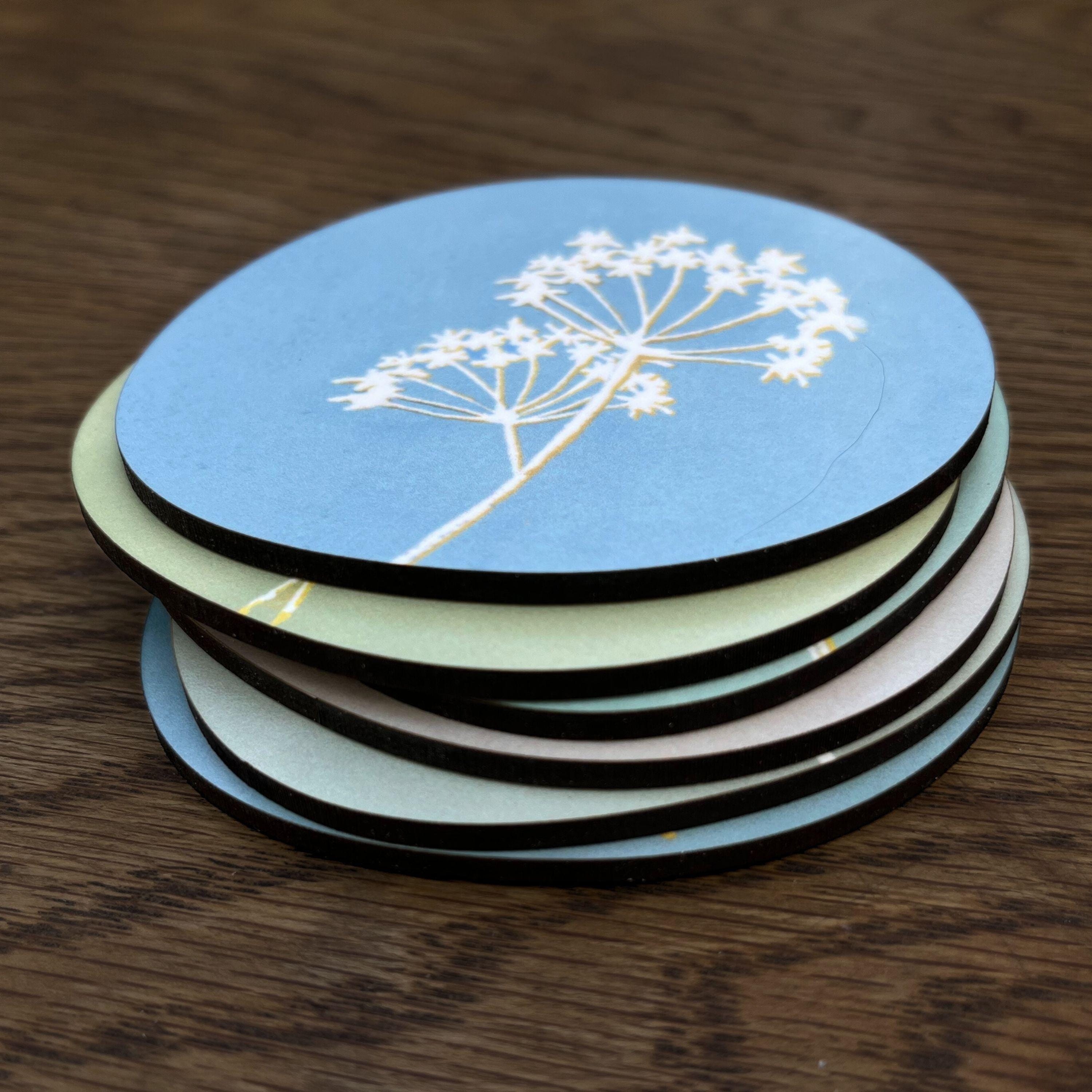 Pebble Shape Wooden Coasters, Nature Inspired Drink Coaster Set of 6 ...