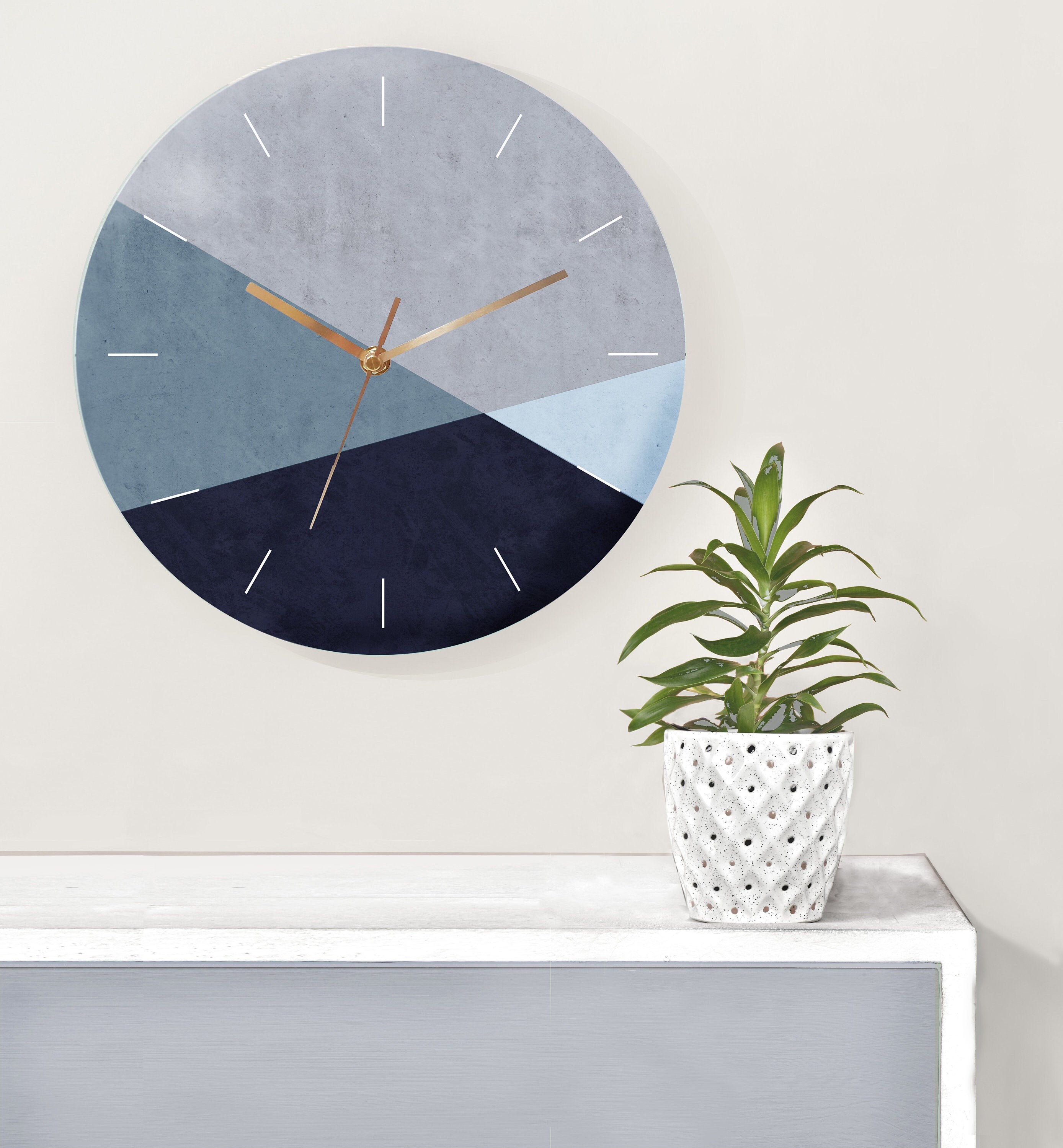 Geometric Wall Clock Minimalist Wall Clock Large Wall | Etsy