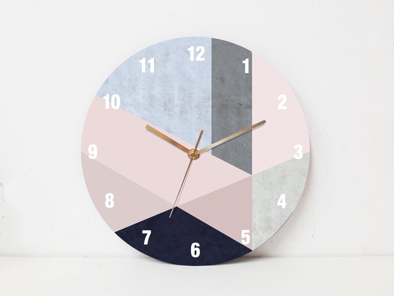 Geometric Wall Clock Minimalist Wall Clock Large Wall - Etsy