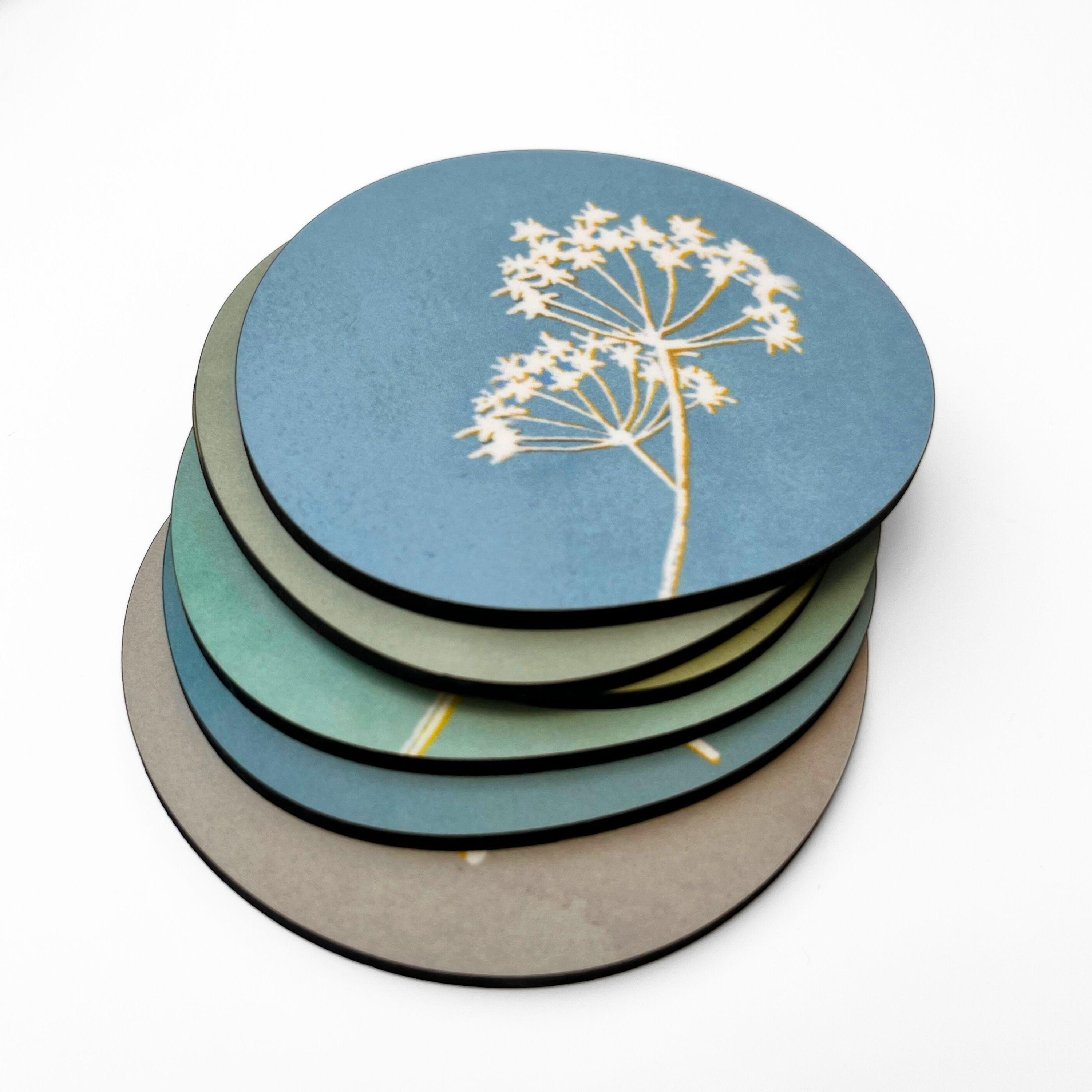 Pebble Shape Wooden Coasters, Nature Inspired Drink Coaster Set of 6 ...