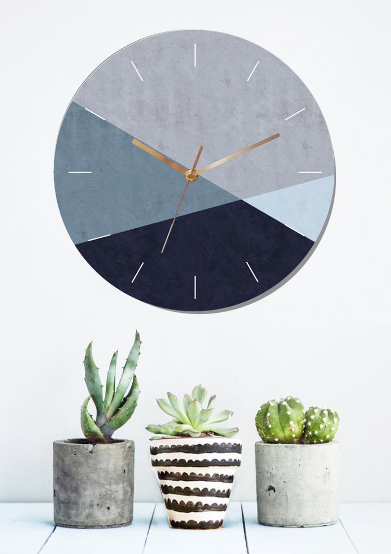 Geometric Wall Clock Minimalist Wall Clock Large Wall - Etsy