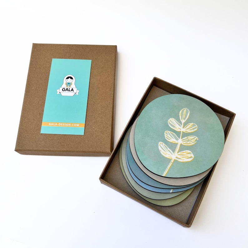 Pebble Shape Wooden Coasters, Nature Inspired Drink Coaster Set of 6 ...