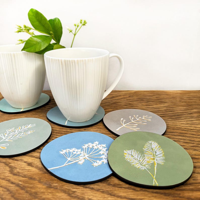 Pebble Shape Wooden Coasters, Nature Inspired Drink Coaster Set of 6 ...