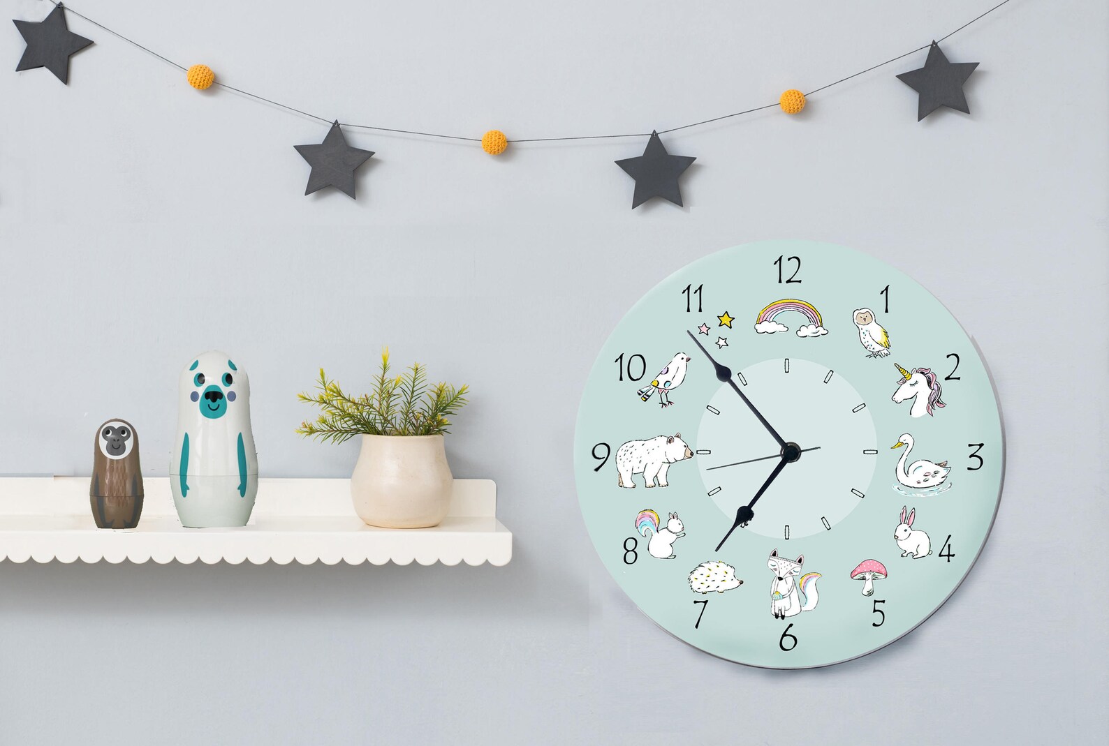 Kids Wall Clock Nursery Clock Nursery Wall Clock Childrens | Etsy