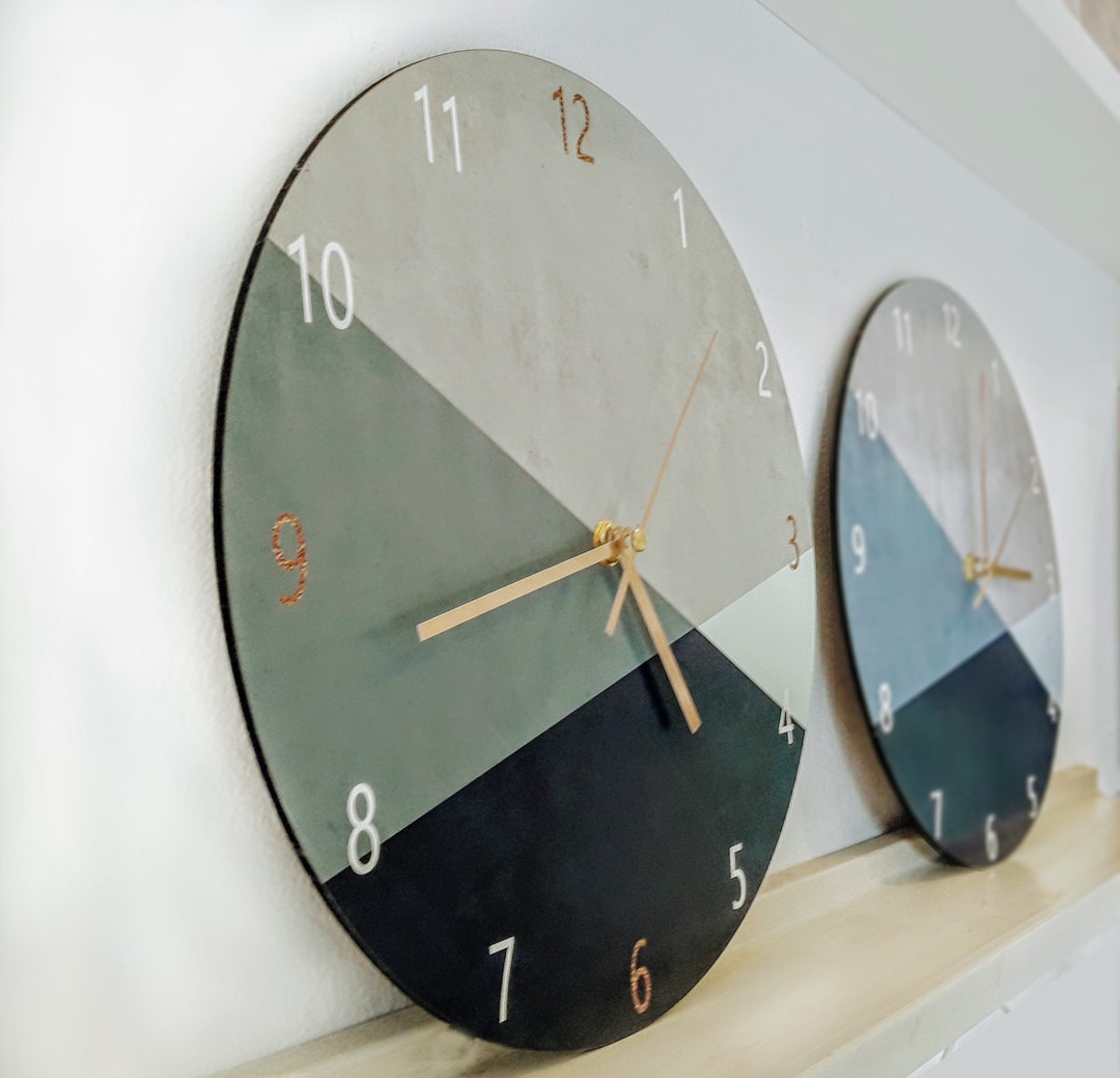 Geometric Wall Clock, Minimalist Wall Clock, Large Wall Clock, Modern ...