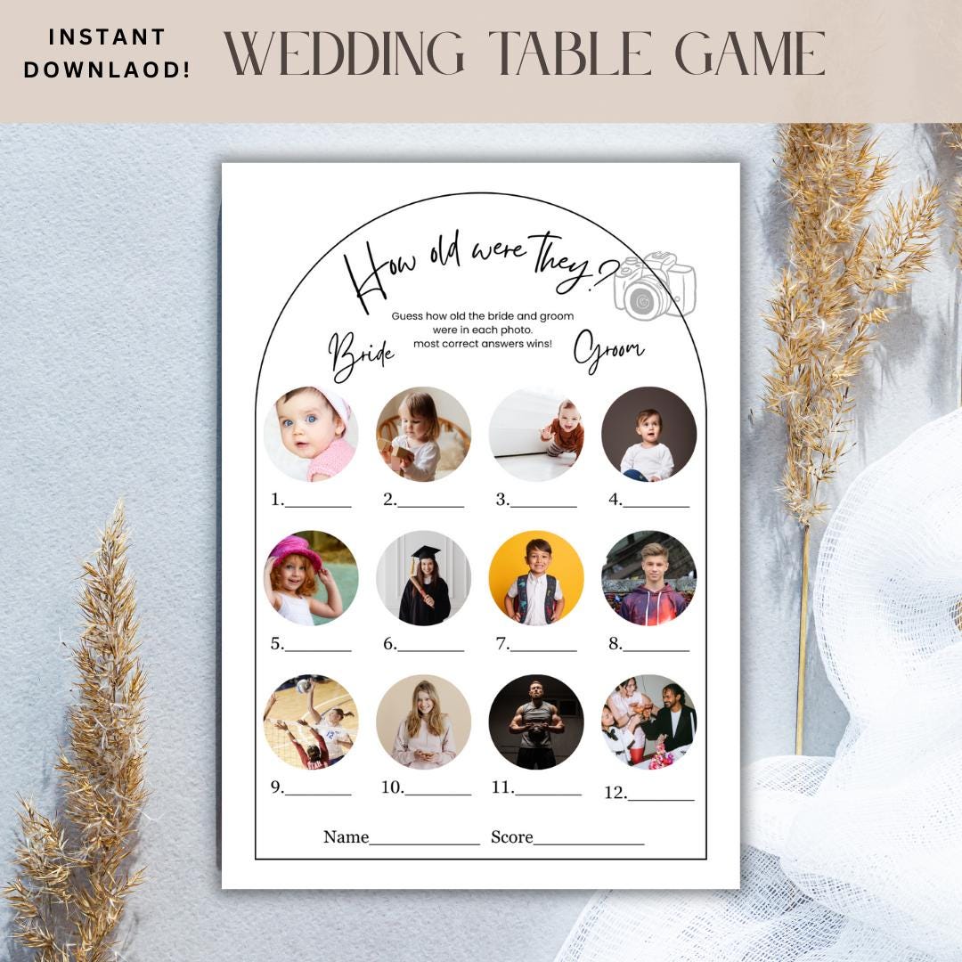 Instant Download Wedding Table Game, Printable Budget Friendly Table ...