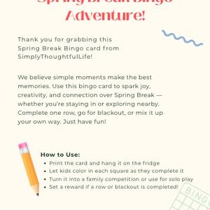 Spring Break Bingo Printable for Kids | Fun, Free & Easy Activities at ...