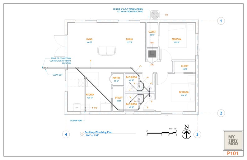 2 Bedrooms House Plan - Etsy