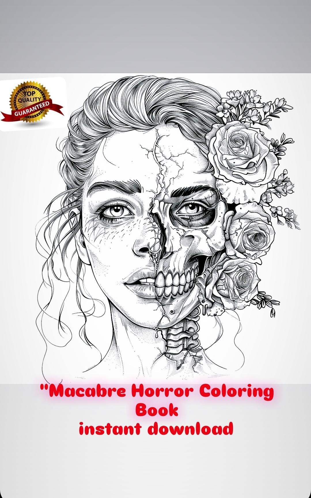 Macabre Horror Coloring Book for Adults: 50 Dark and Scary Pages to ...