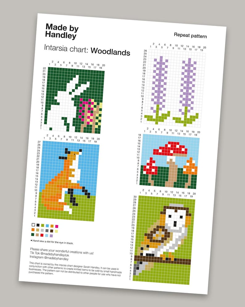 Intarsia Chart - Woodlands - Etsy