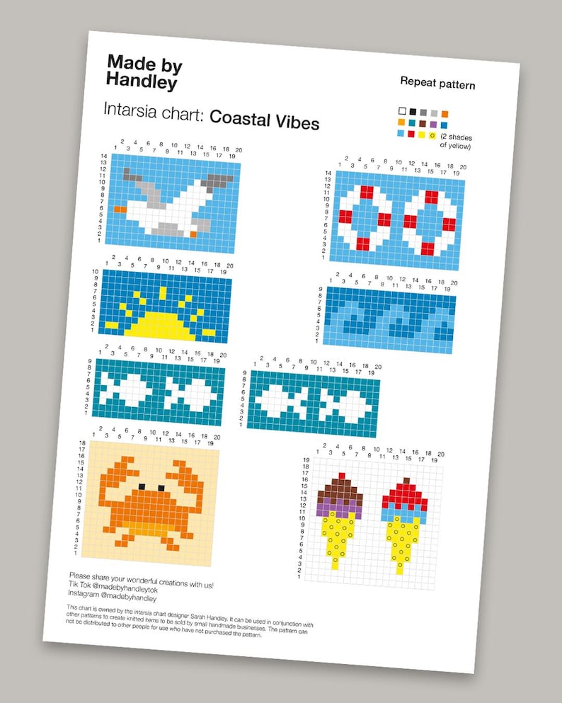 Intarsia Chart - Coastal Vibes - Etsy