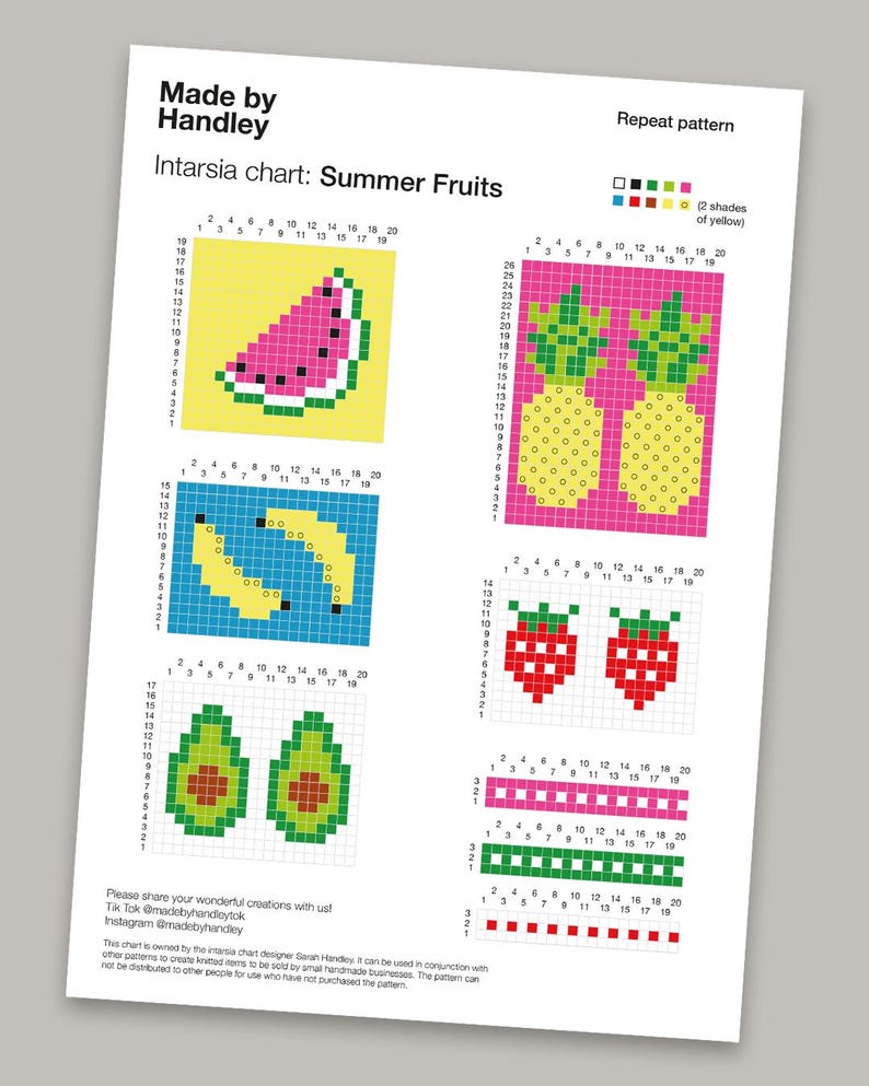 Intarsia Chart - Summer Fruits - Etsy