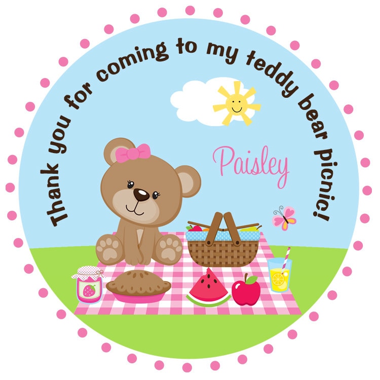 Teddy Bear Picnic Birthday Stickers Teddy Bear Sticker Teddy - Etsy