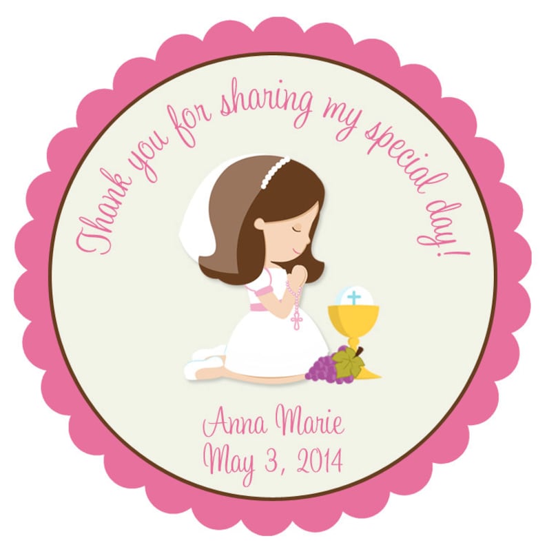 First Communion Sticker First Communion Favor Tag. Holy Communion ...