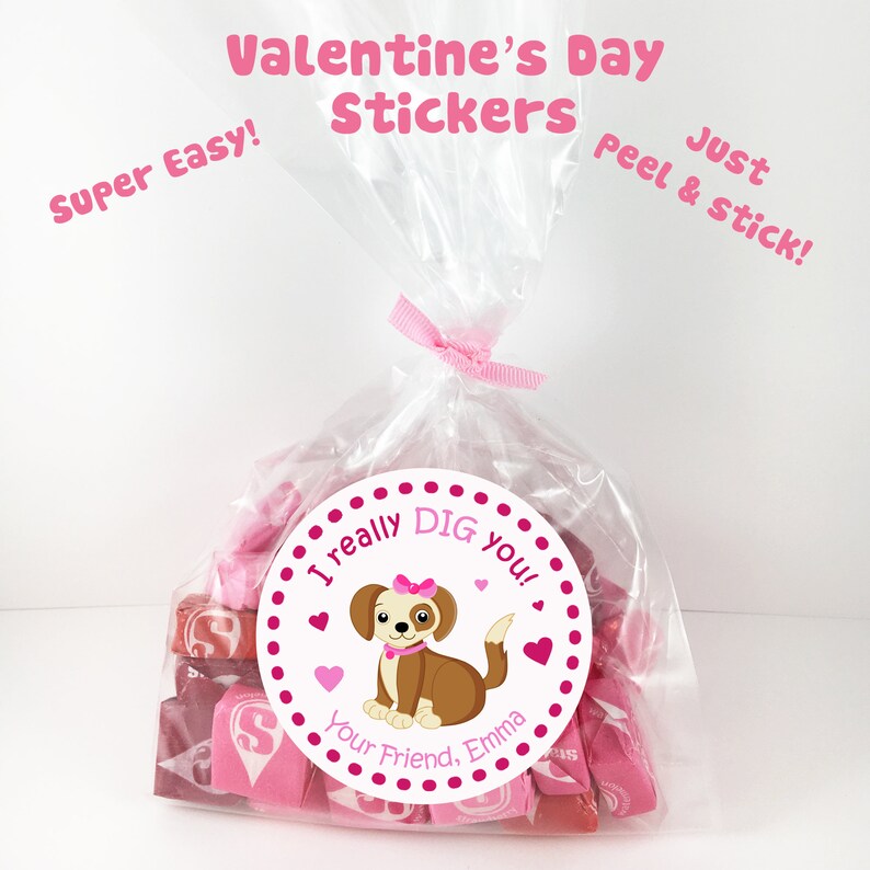 Puppy Valentine's Day Stickers -- Dog Valentines Day Sticker ...