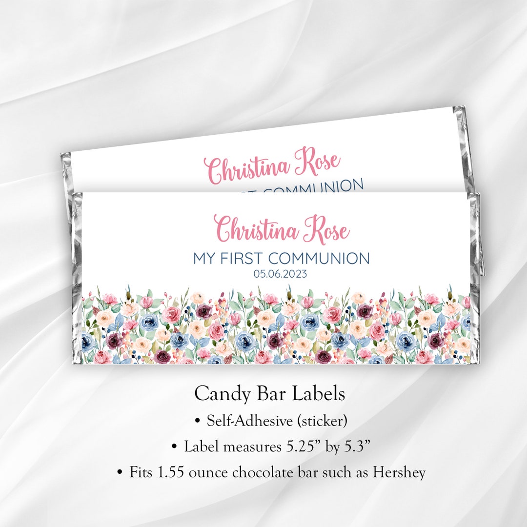 First Communion Candy Bar Wrapper First Communion Favor Label SET OF 10 ...