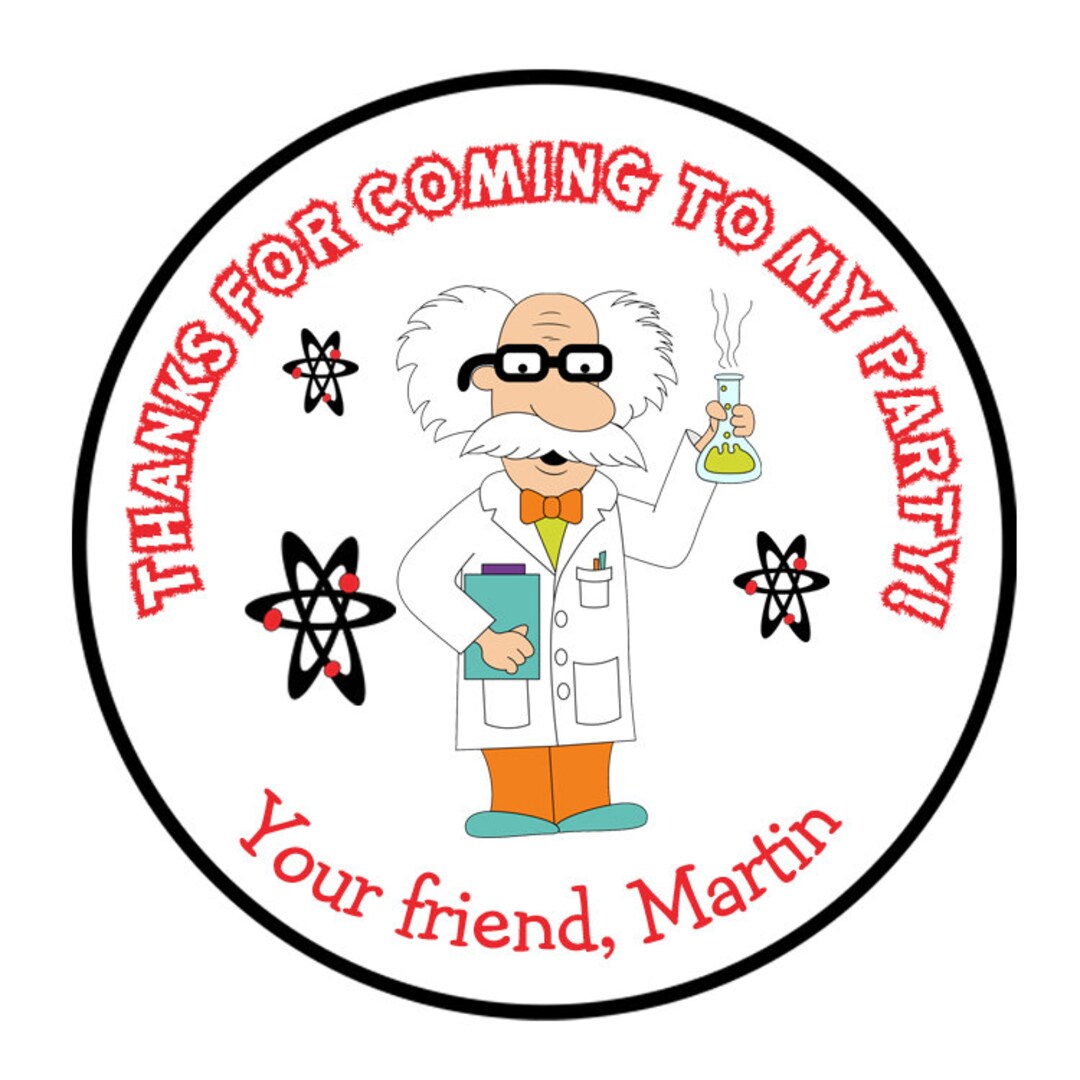 Science Stickers Science Birthday Favor Tags Science Party Tags Printed ...