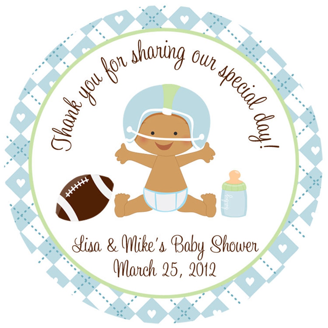 Football Baby Shower Sticker -- Baby Boy Personalized Sticker Boy ...