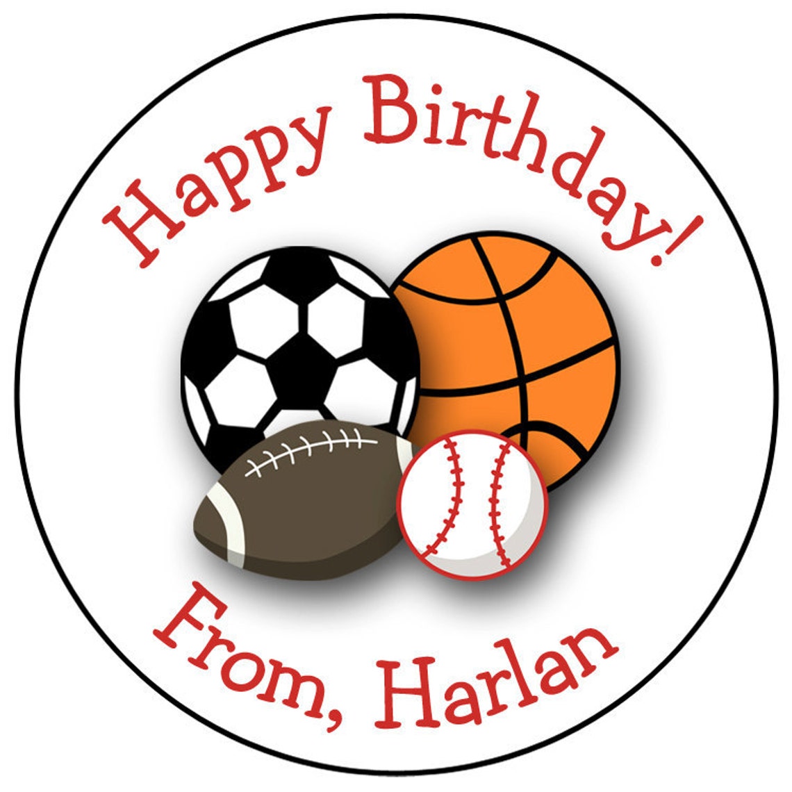 Sports Birthday Sticker Football Baseball Soccer Basketball - Etsy