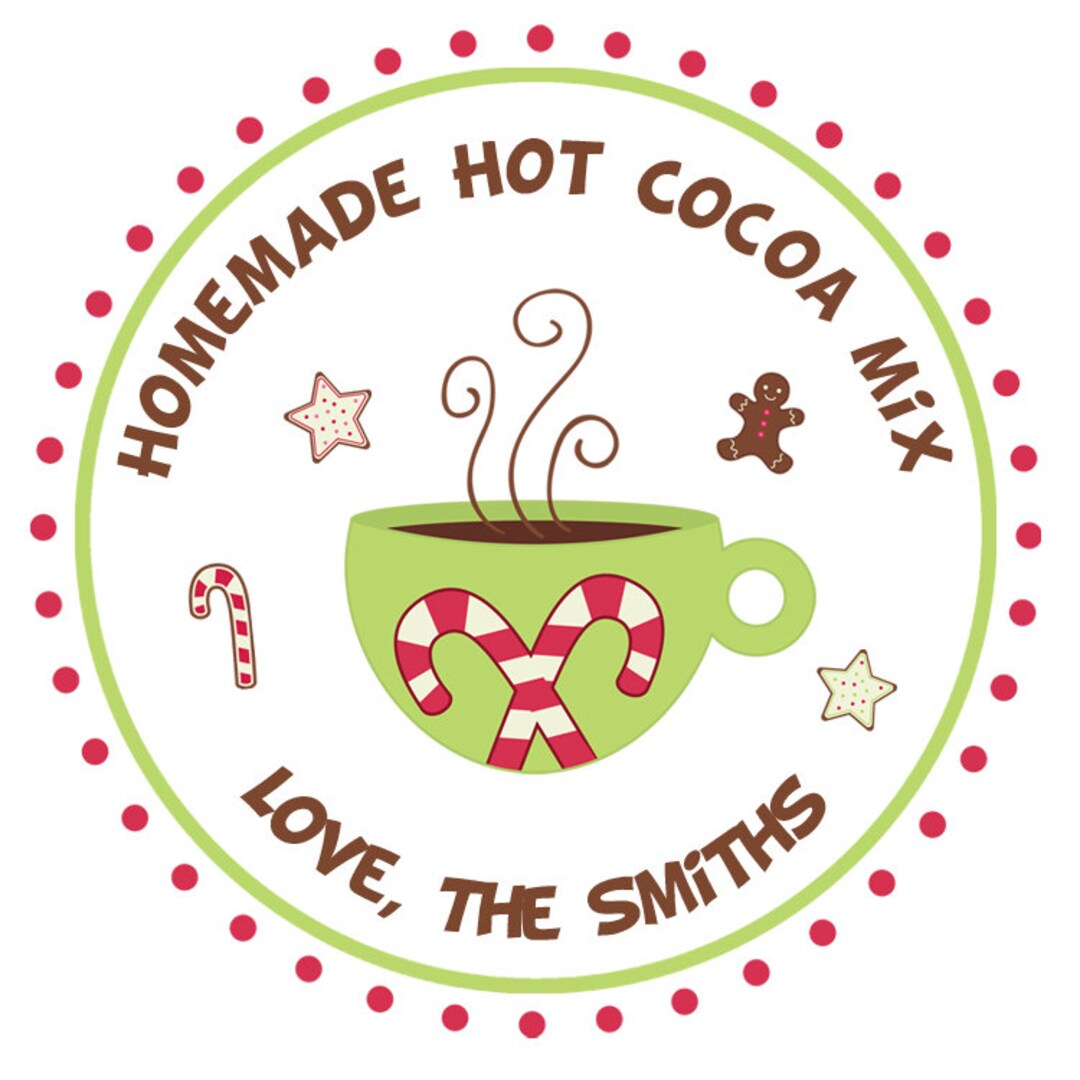 Hot Cocoa Mix Sticker Hot Cocoa Sticker Hot Chocolate Sticker Printed ...