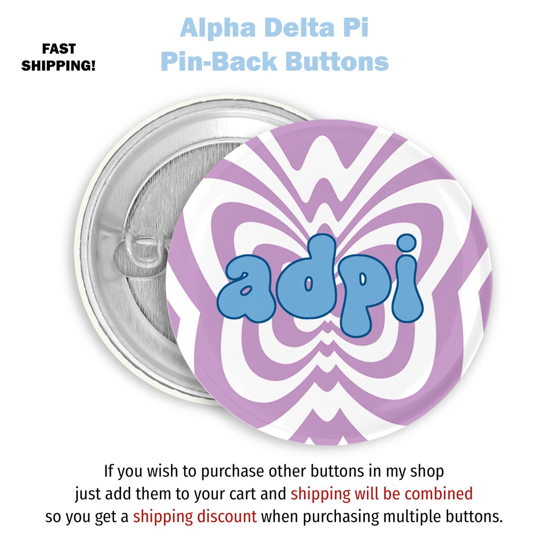 Alpha Delta Pi Pin-back Button ADPI Sorority Game Day Button - Etsy