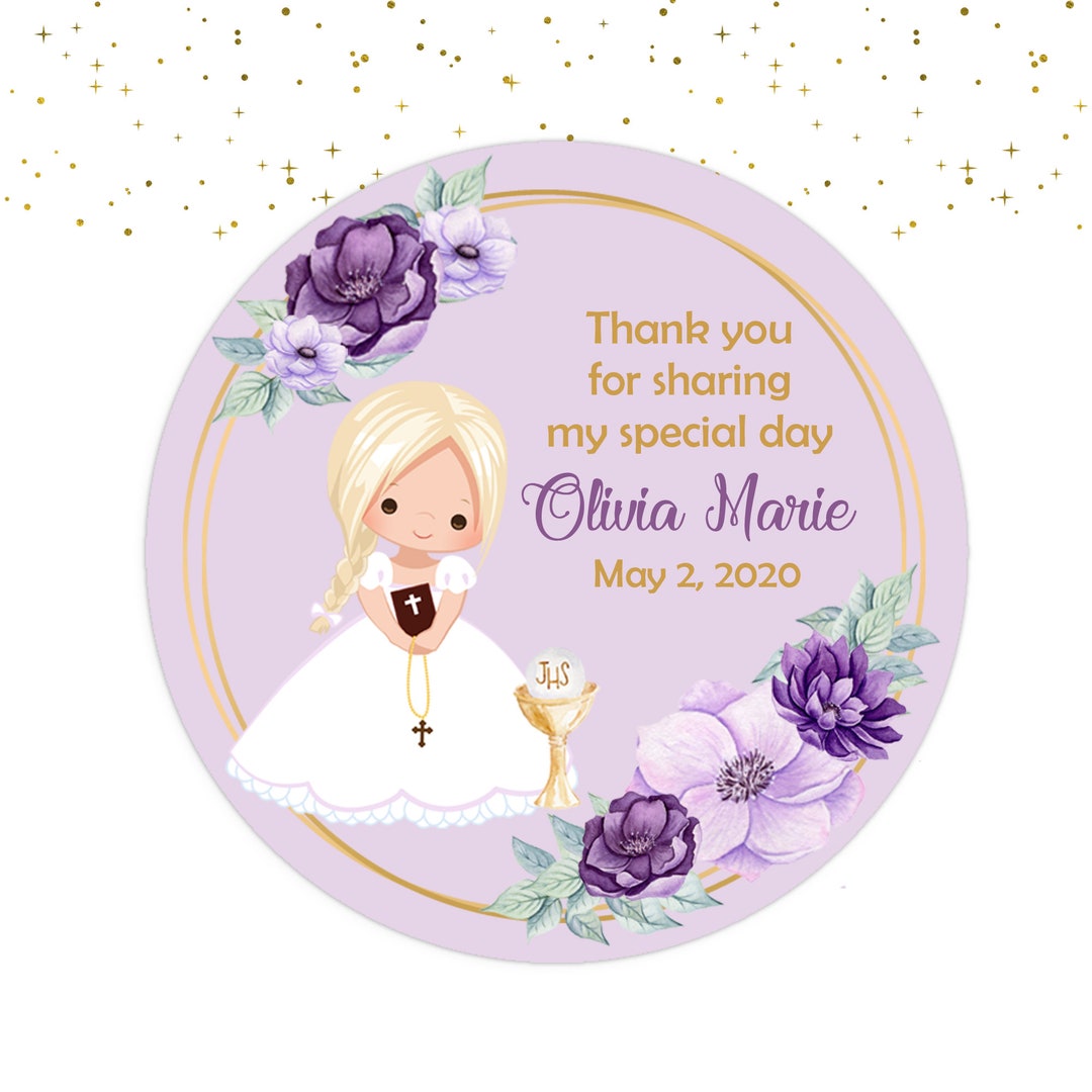 First Communion Sticker First Communion Favor Tag Holy Communion ...