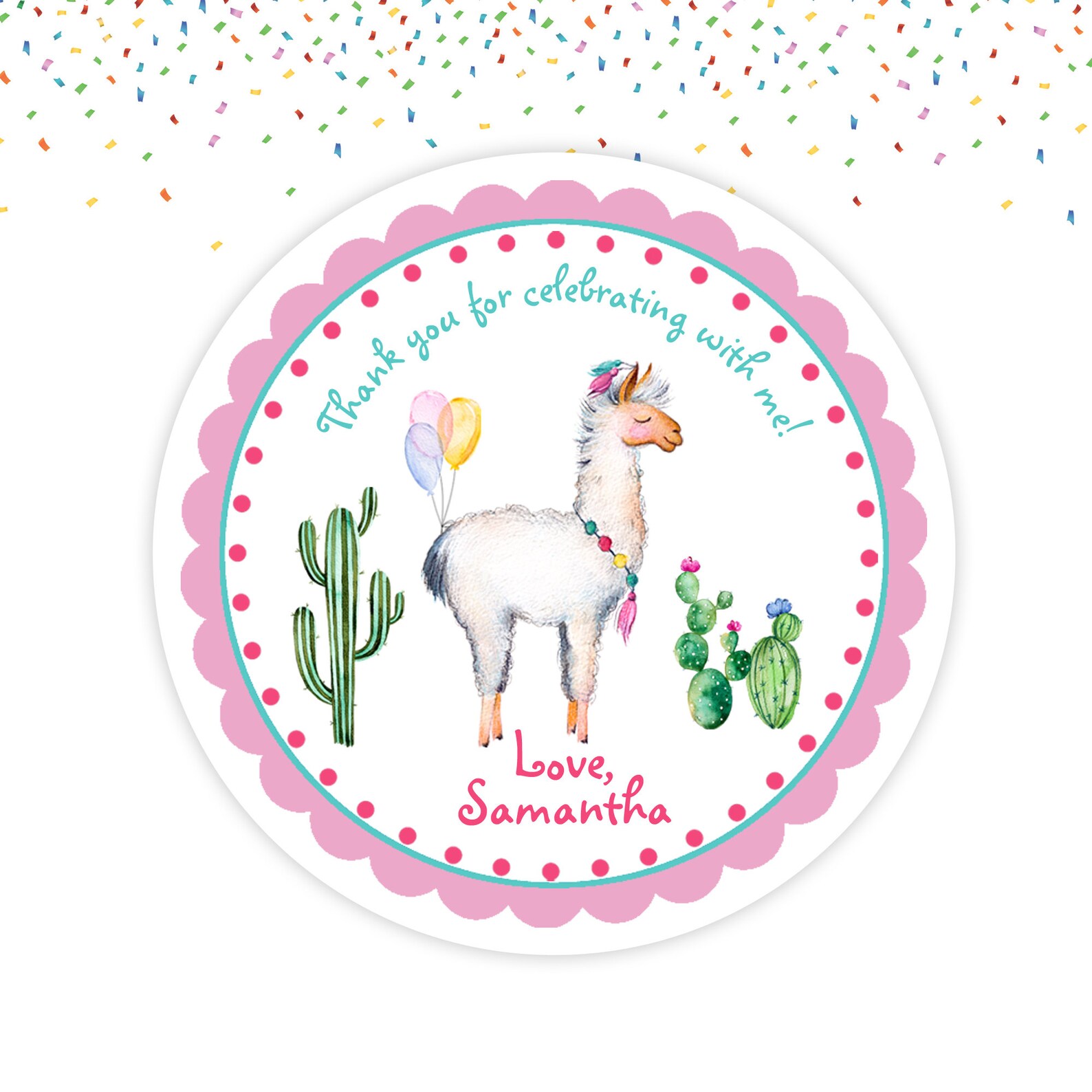 Llama Sticker Llama Birthday Party Sticker Llama Favor Tag - Etsy