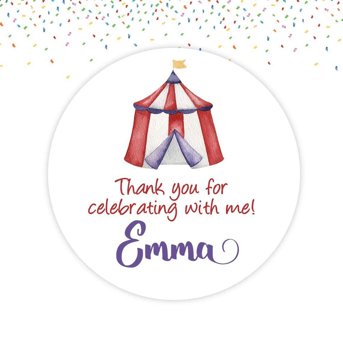 Circus Sticker Circus Birthday Party Sticker Circus Favor Tag Circus ...