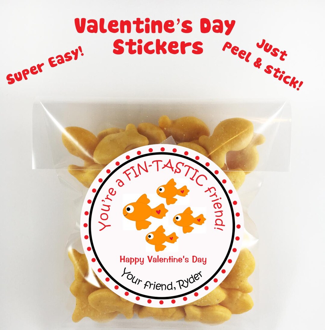 Goldfish Valentine's Day Stickers Valentines Day Sticker Fish Sticker ...