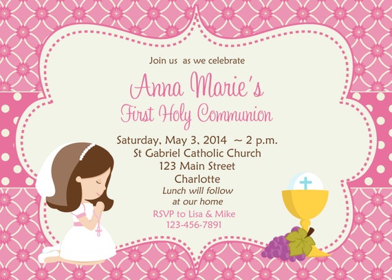 First Communion Invitation Holy Communion Invitation Holy Etsy