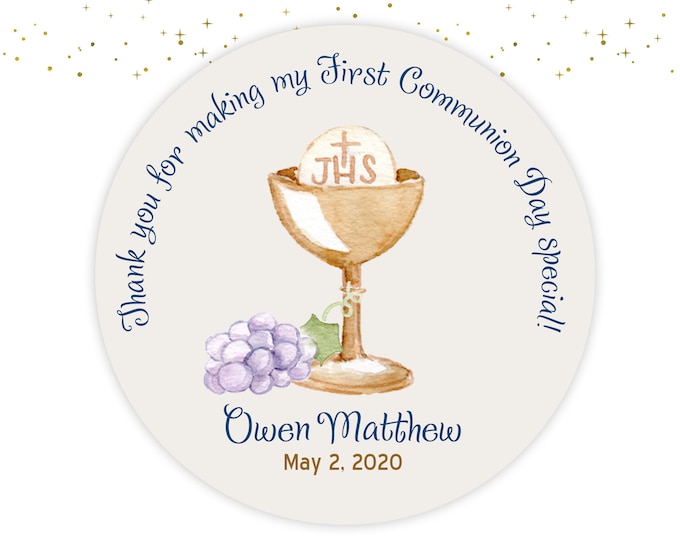 First Communion Sticker First Communion Favor Tag Holy Communion ...