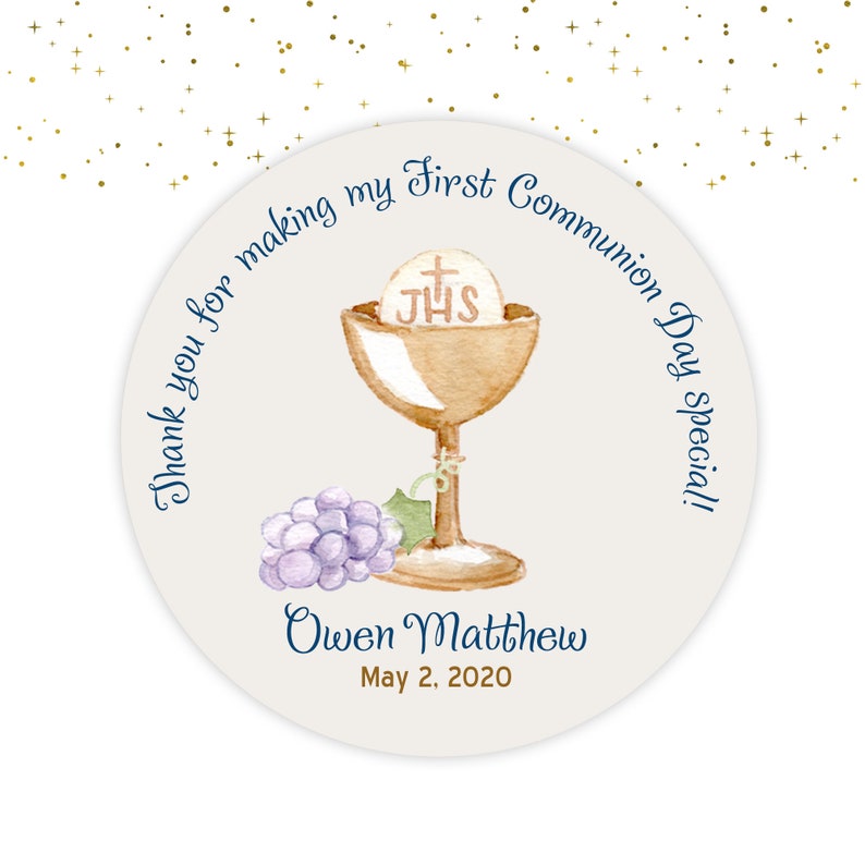 First Communion Sticker First Communion Favor Tag Holy Communion ...