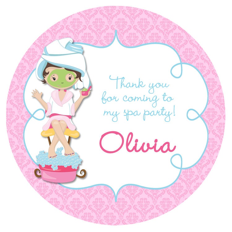 Spa party Sticker personalized birthday sticker favor | Etsy