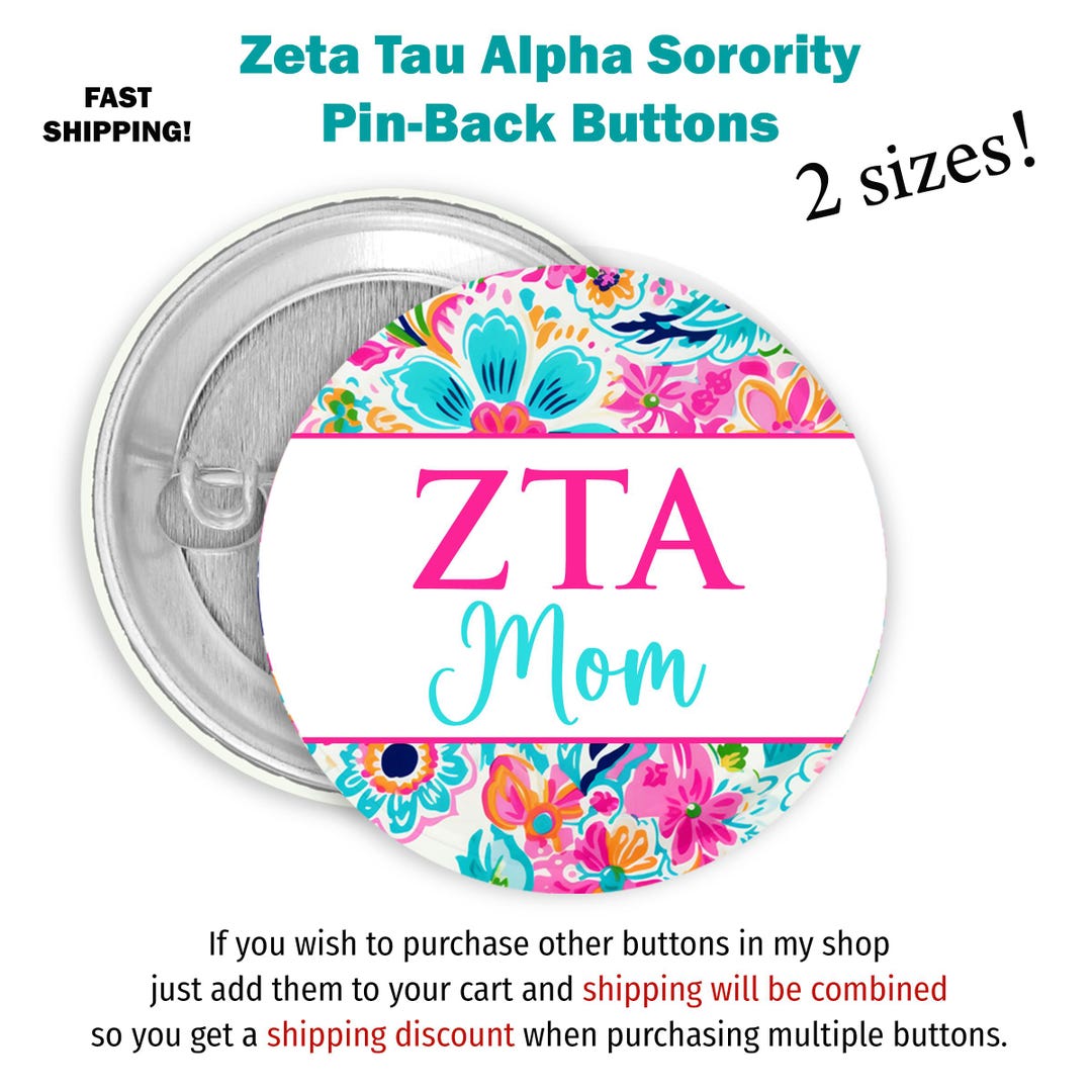 Zeta Tau Alpha Sorority Mom Pin-back Button Zeta Mom Game Day Button - Etsy