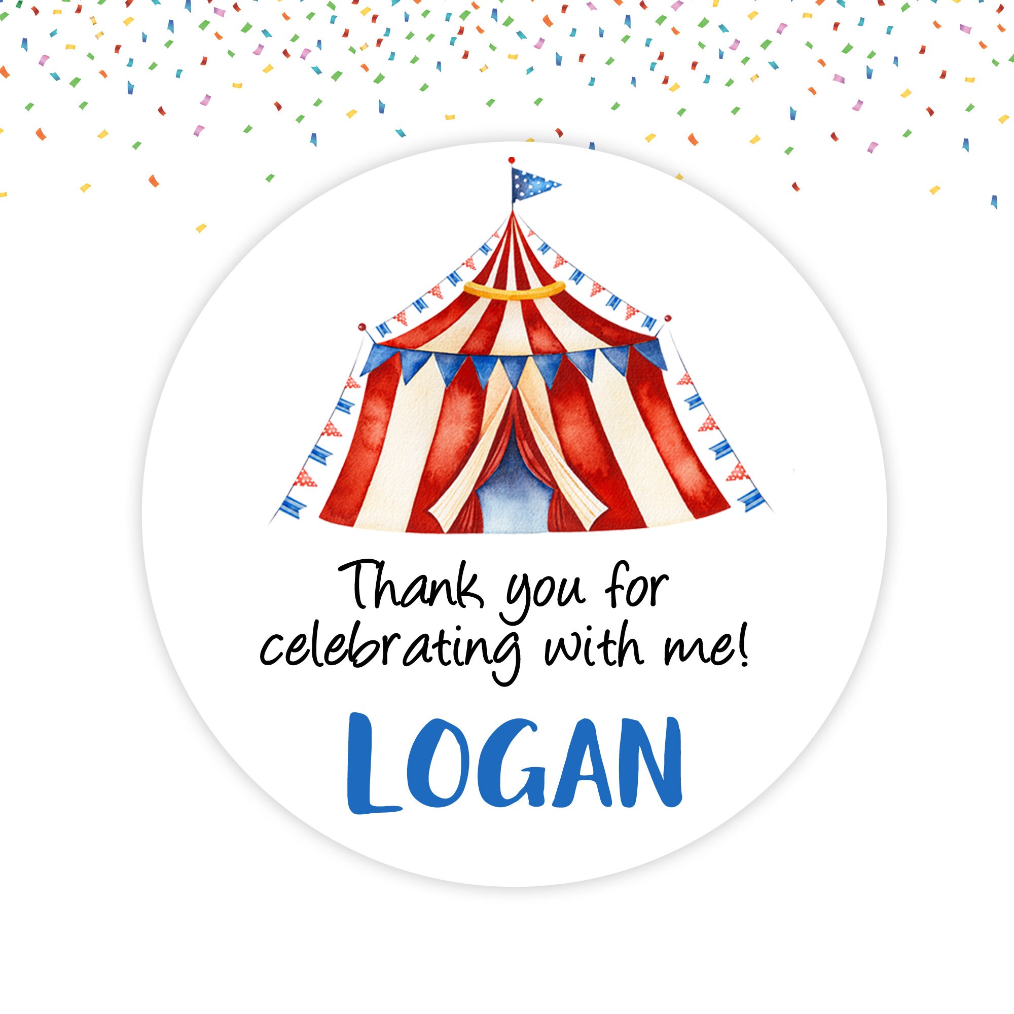 Circus Sticker Circus Birthday Party Sticker Circus Favor Tag Circus ...