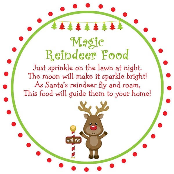 Reindeer Food Label - Etsy