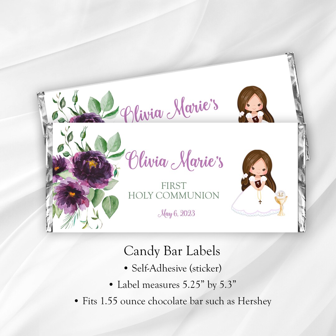 First Communion Candy Bar Wrapper First Communion Favor Label SET OF 10 ...