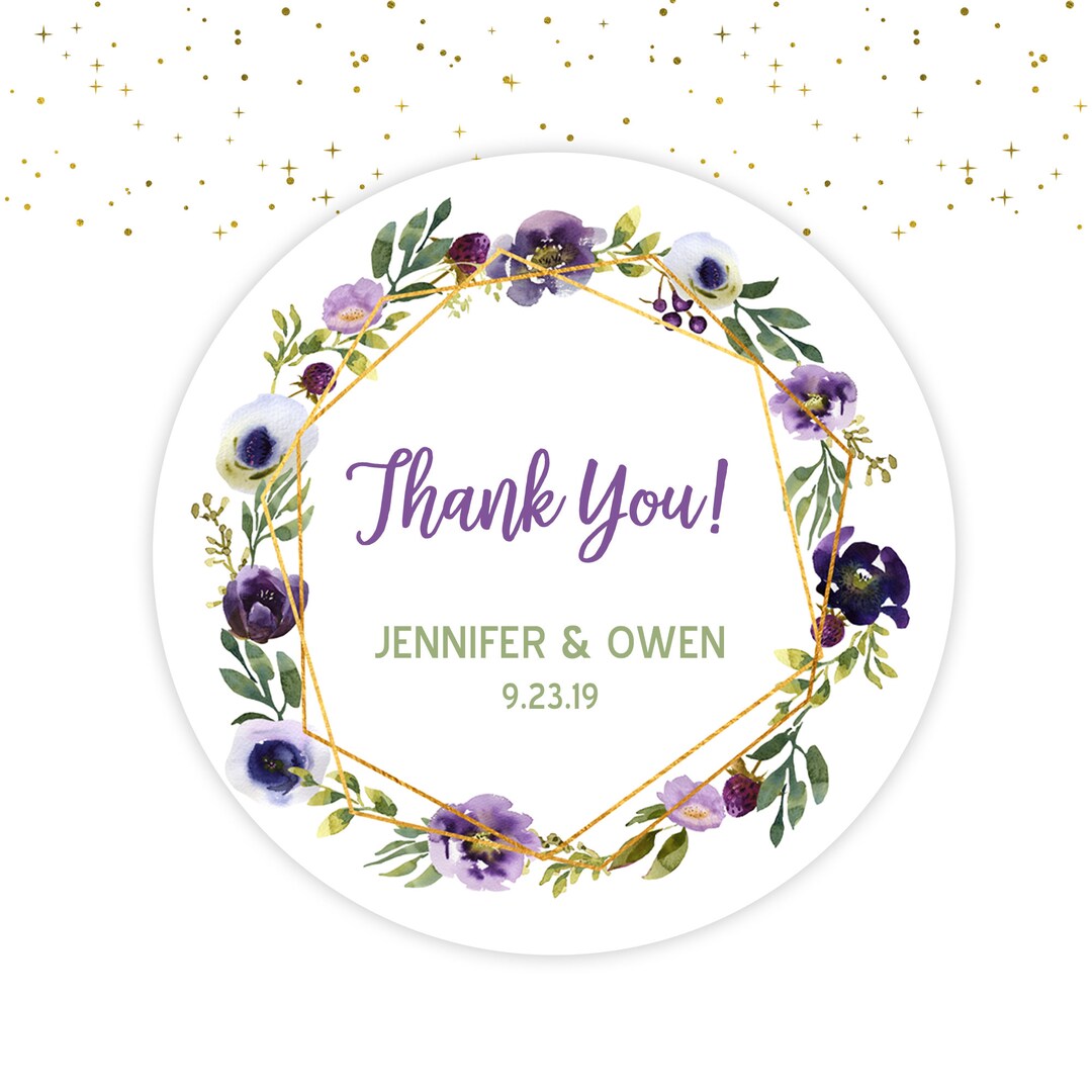 Wedding Sticker Wedding Favor Tags Purple Roses Wedding Sticker Wedding ...