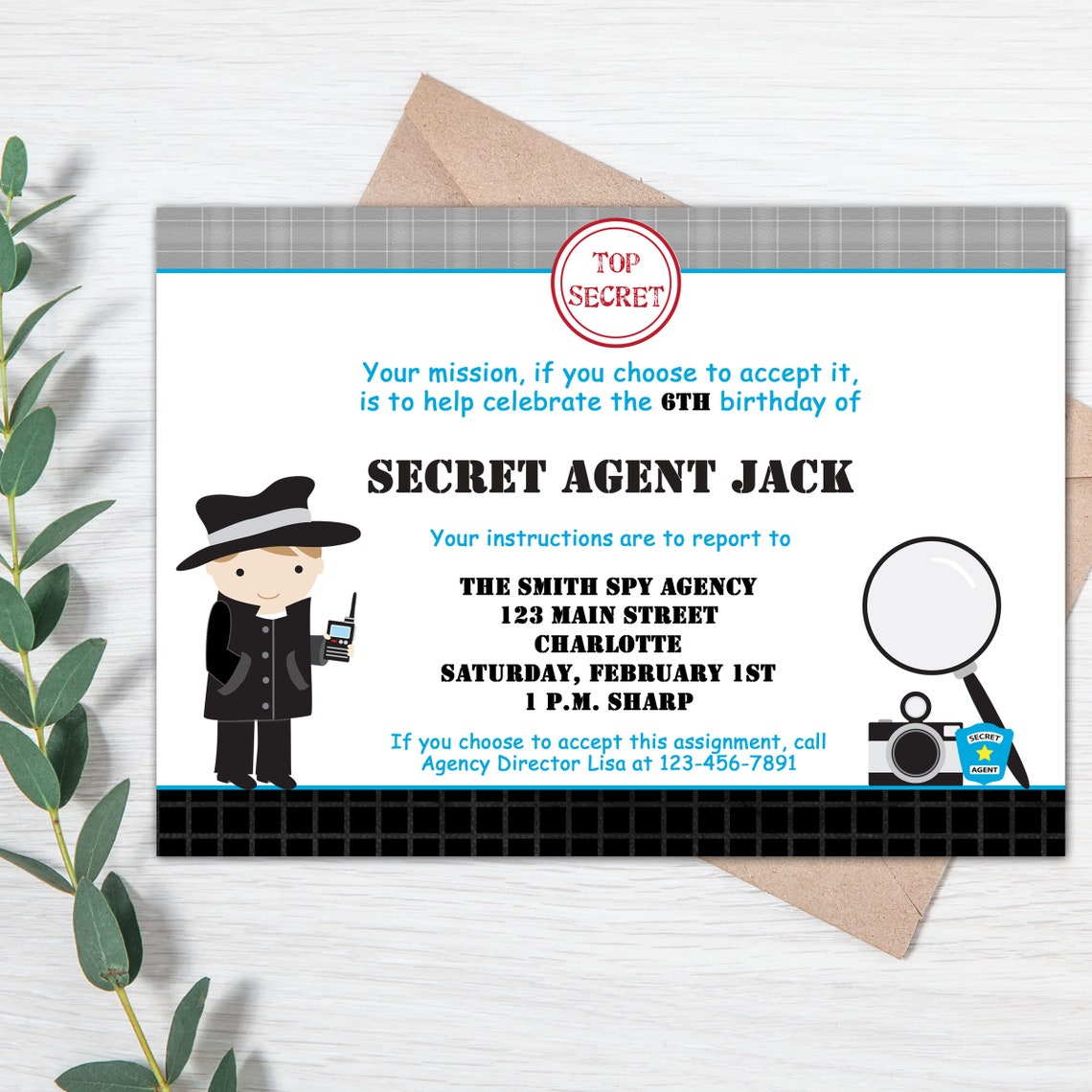 Spy Birthday Party Invitation Spy Party Invitation Spy Party - Etsy