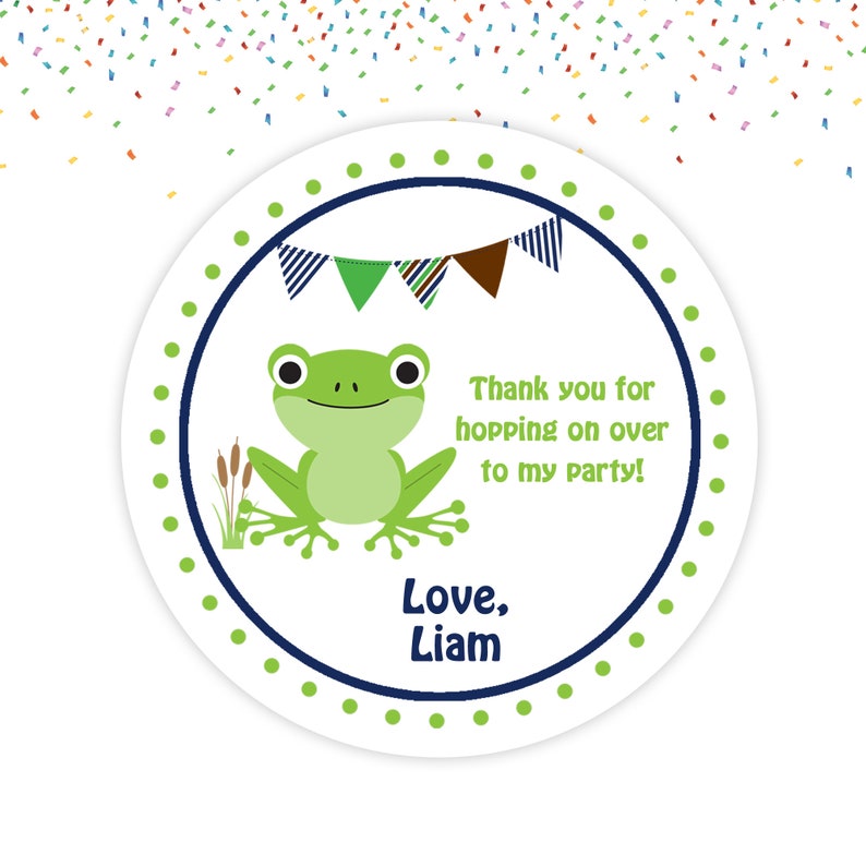 Frog Birthday Party Sticker Frog Favor Tag Frog Party Sticker Printed ...