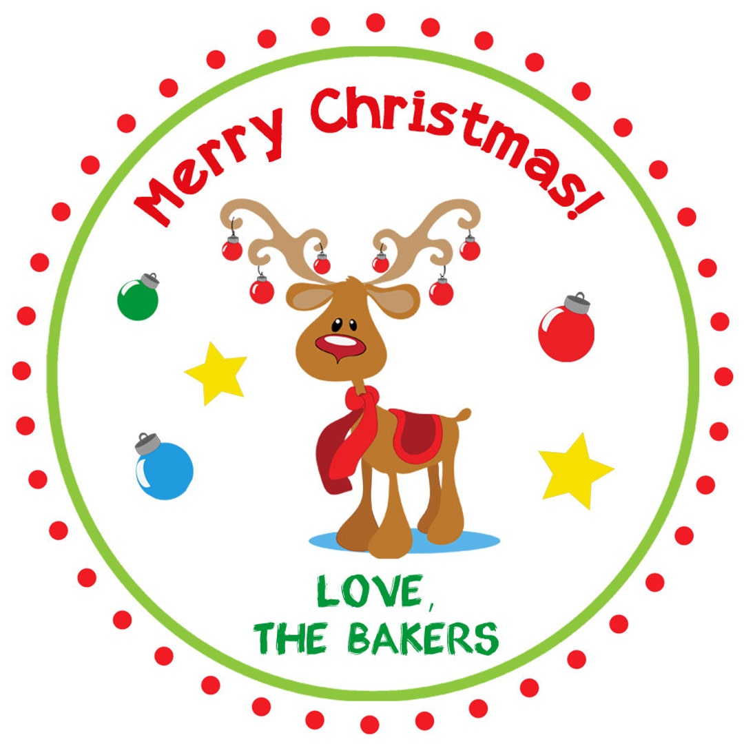 Reindeer Christmas Sticker Christmas Gift Tag, Favor Tag, Baked Goods ...