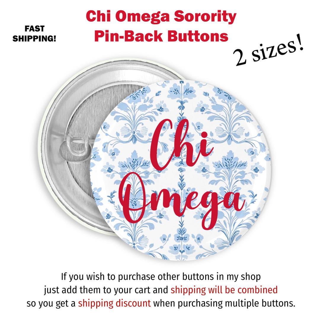 Chi Omega Pin-back Button Chi Omega Sorority Game Day Button Chi Omega ...