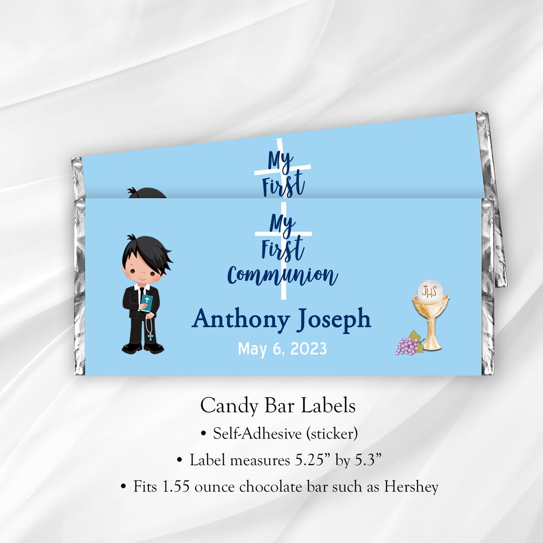 First Communion Candy Bar Wrapper First Communion Favor Label SET OF 10 ...