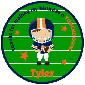 Football Birthday Sticker Football Party Favor Tag Printed on STICKERS ...