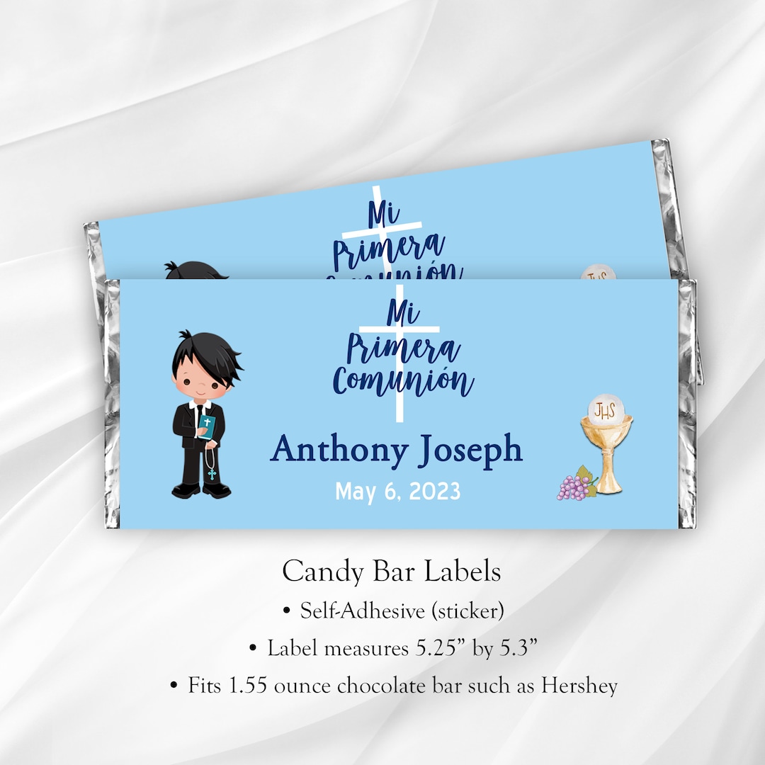 First Communion Candy Bar Wrapper First Communion Favor Label Mi ...