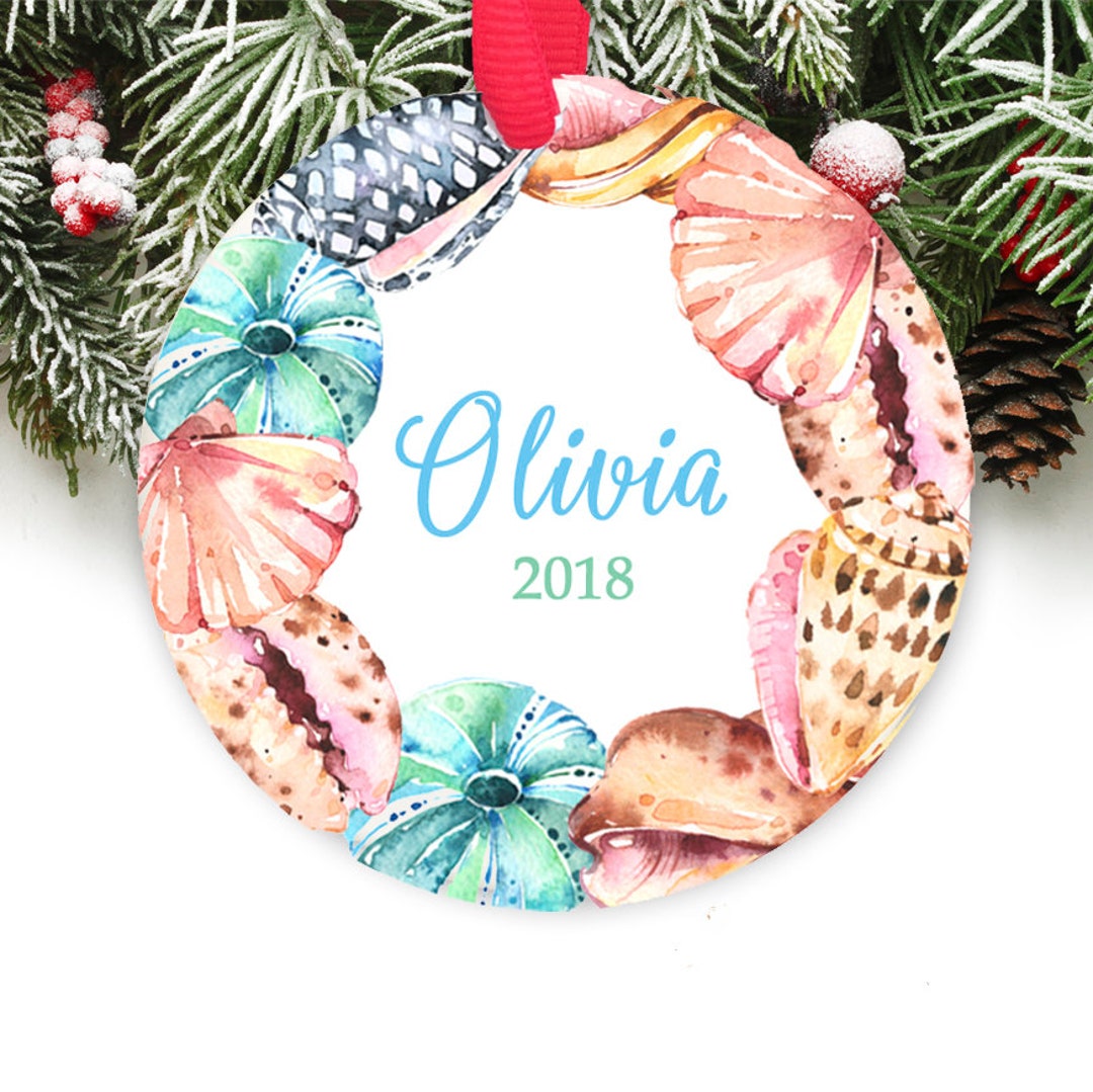 Shell Christmas Ornament Personalized Shell Ornament GIFT BOX - Etsy