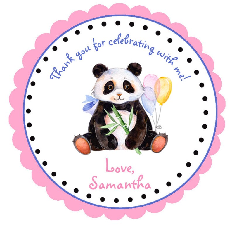 Panda Sticker Panda Birthday Party Sticker Panda Favor Tag - Etsy