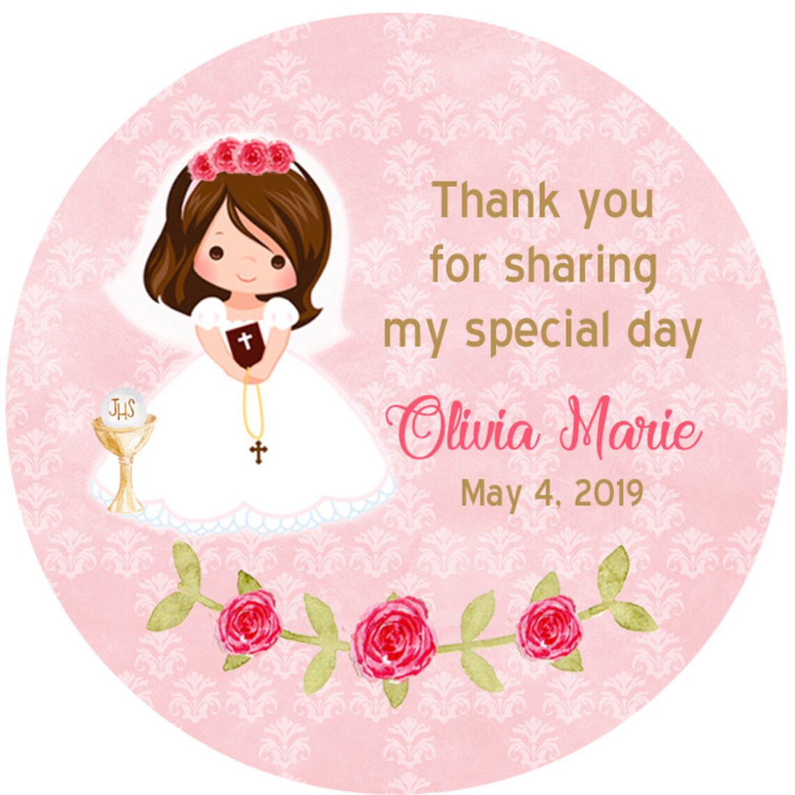 First Communion Sticker First Communion Favor Tag. Holy - Etsy