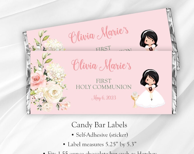 First Communion Candy Bar Wrapper First Communion Favor Label SET OF 10 ...